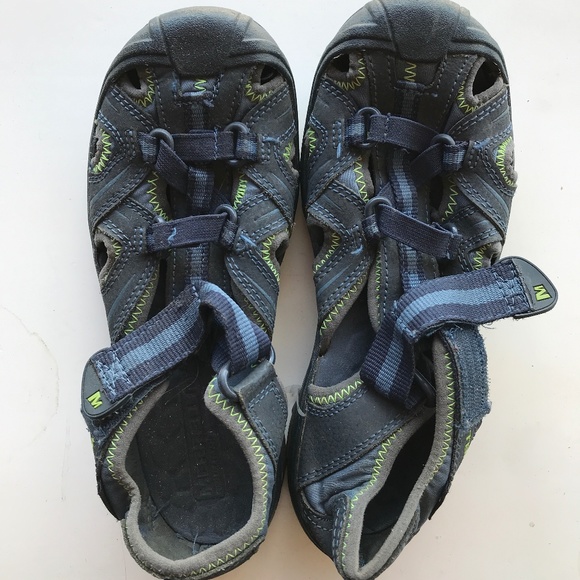 Merrell | Shoes | Merrell Blue And Neon Green Closed Toed Hydro Hiking ...
